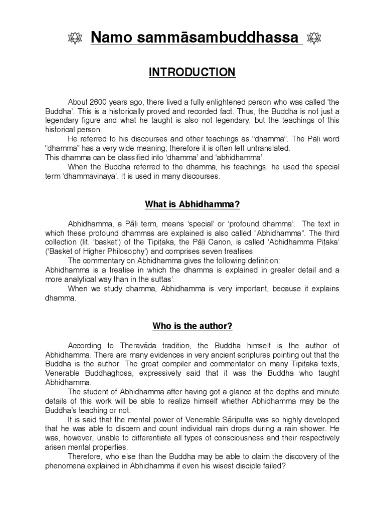 Fundamental Abhidhamma - U Nandamala PDF | PDF | Dharma | Gautama Buddha