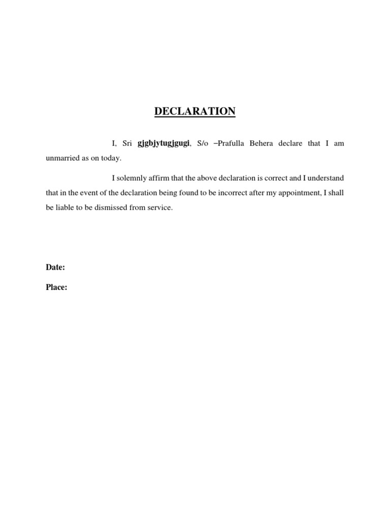 Unmarried Declaration | PDF