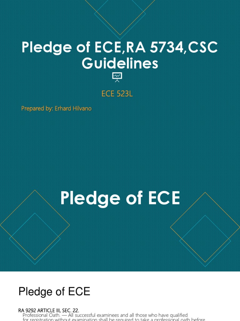 Pledge of ECE RA 5734 CSC Guidelines | Oath | Engineer