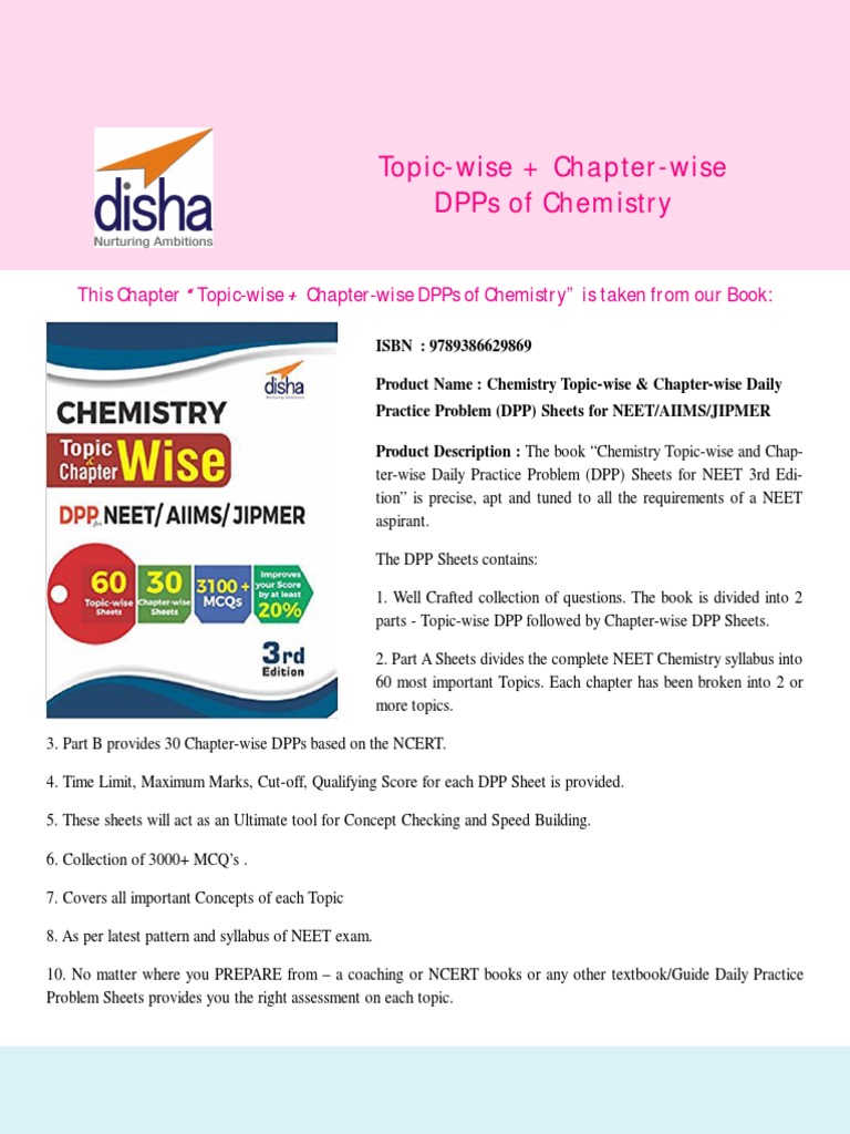 Disha Publication Topic Wise Chapter Wise DPPs of Chemistry ...