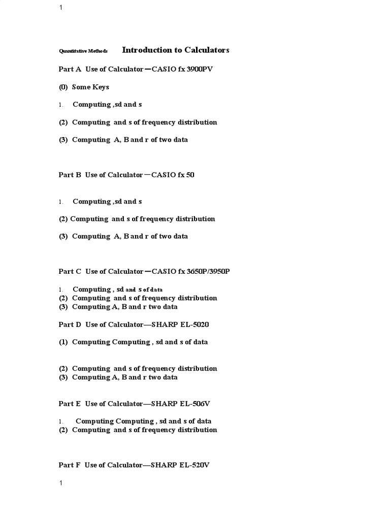 Introduction To Calculators: Quantitative Methods | PDF