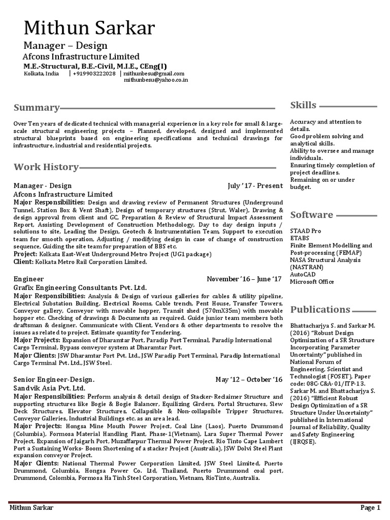 Résumé Mithun Sarkar | PDF | Design | Engineering