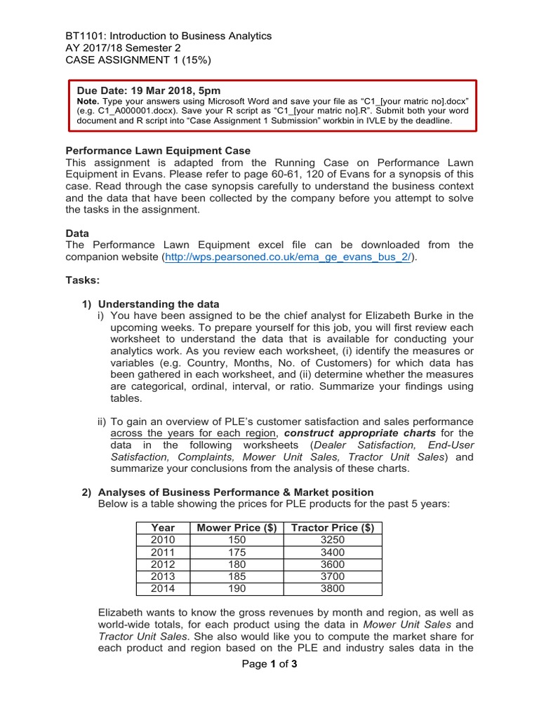 Case Assignment 1 2017-8 Sem2 | PDF | Customer Satisfaction | Analytics