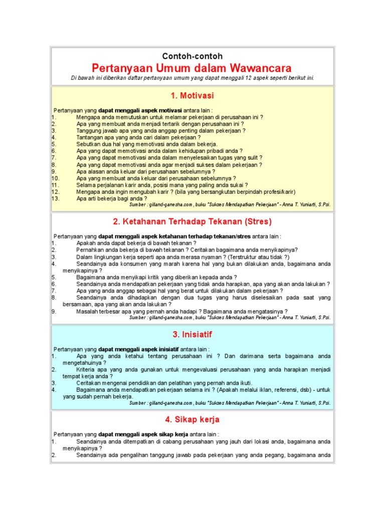 Contoh Wawancara Test | PDF