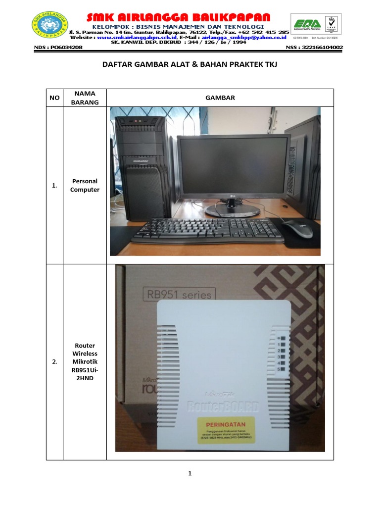 Gambar Daftar Peralatan | PDF | Computers