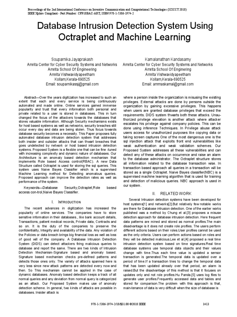 Database Intrusion Detection System Pdf Databases Computer Security