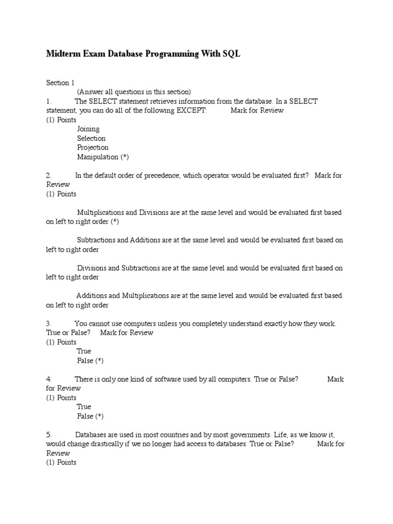 Midterm Exam Database Programming With SQL | PDF | Areas Of Computer ... Midterm Exam Database Programming With SQL | PDF | Areas Of Computer ...