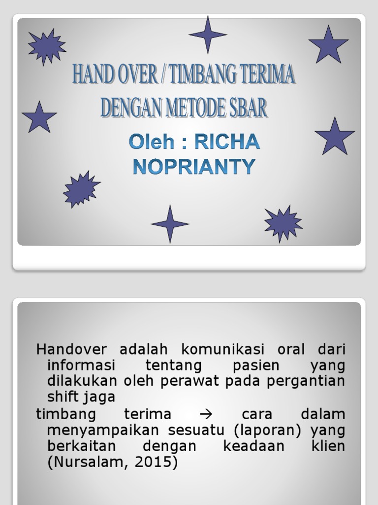 Prosedur Handover Perawat SBAR | PDF