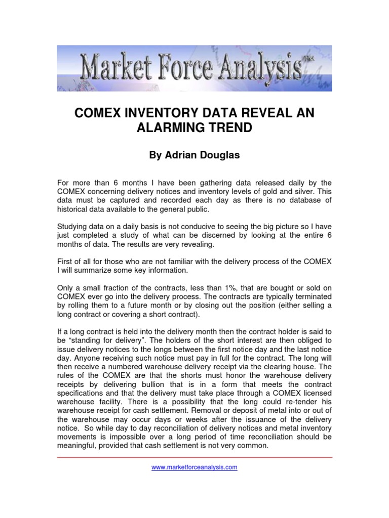 COMEX Inventory Shows Alarming Trend | PDF | New York Mercantile ...