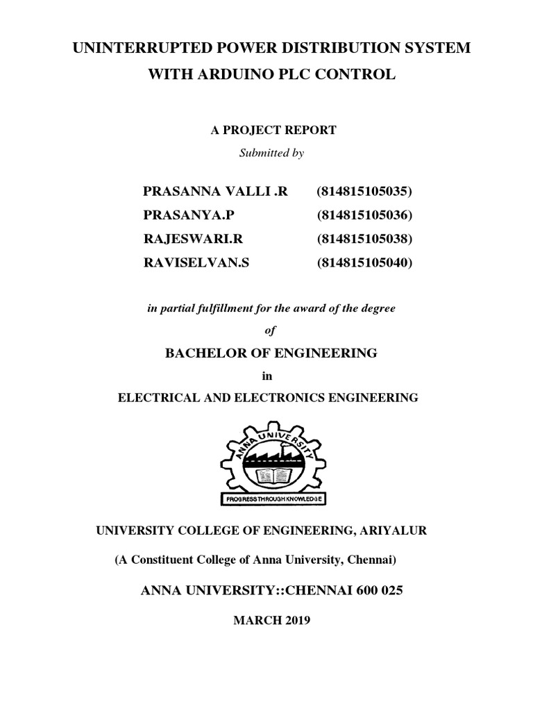 Uninterrupted Power Distribution System With Arduino PLC Control | PDF ...