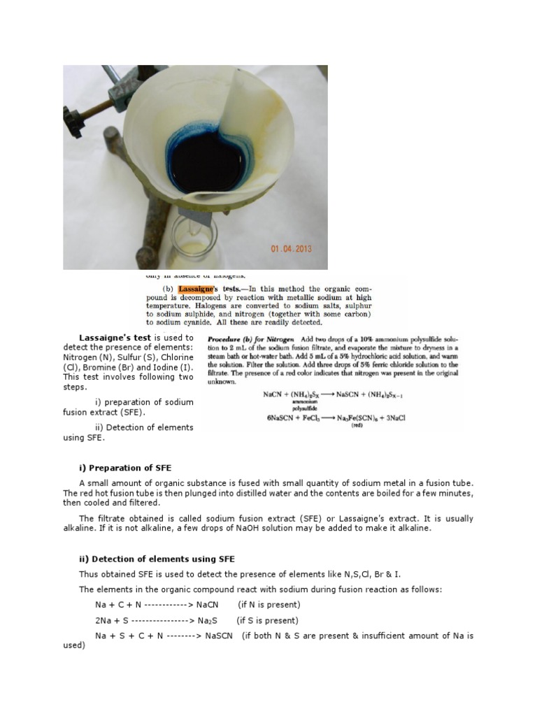Lassaigne's Test Is Used To | PDF | Silver | Precipitation (Chemistry)