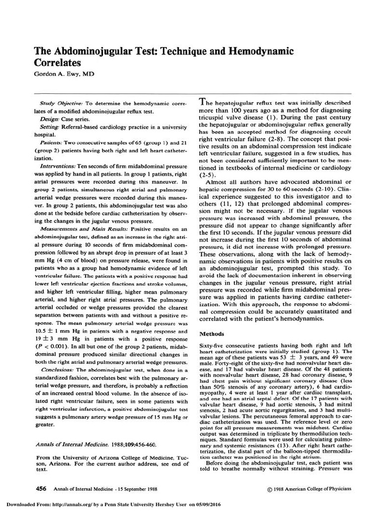 Journal Heptojugular Reflux | PDF | Vein | Heart