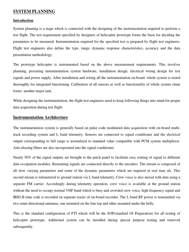 System Planning | PDF | Instrumentation | Sensor