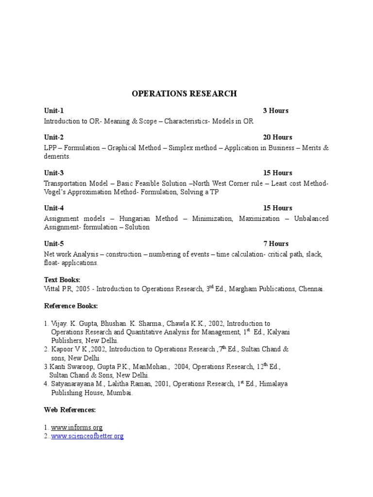 Operations Research: Unit-1 3 Hours | Download Free PDF | Algorithms ...