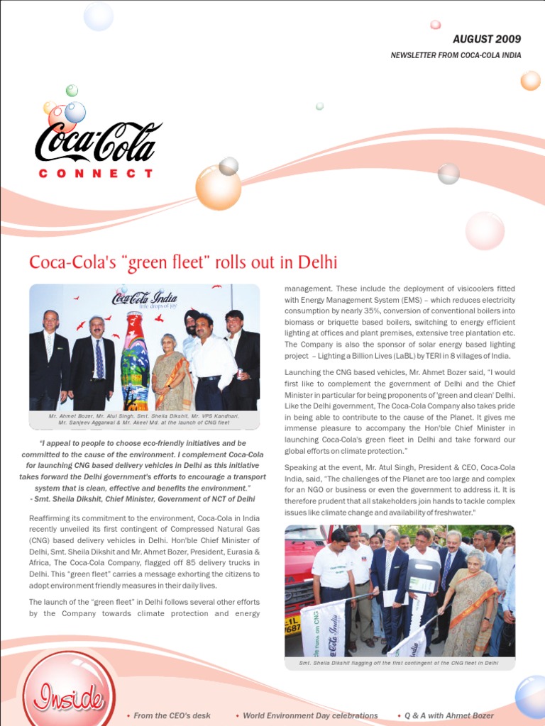 Coca Cola Aug Newsletter | PDF | Coca Cola | Environmentalism