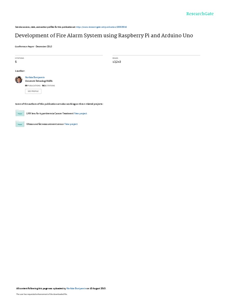 Development of Fire Alarm System Using Raspberry Pi and Arduino Uno ...
