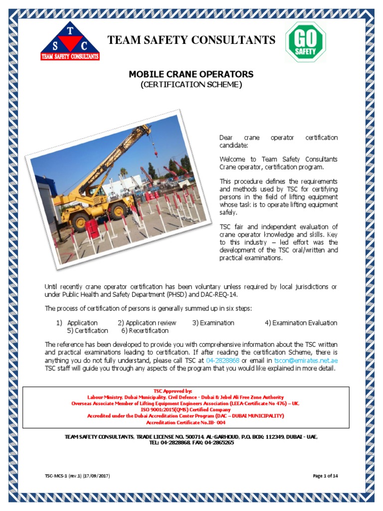Crane Operator Certification Process | PDF | Identity Document | Test ...