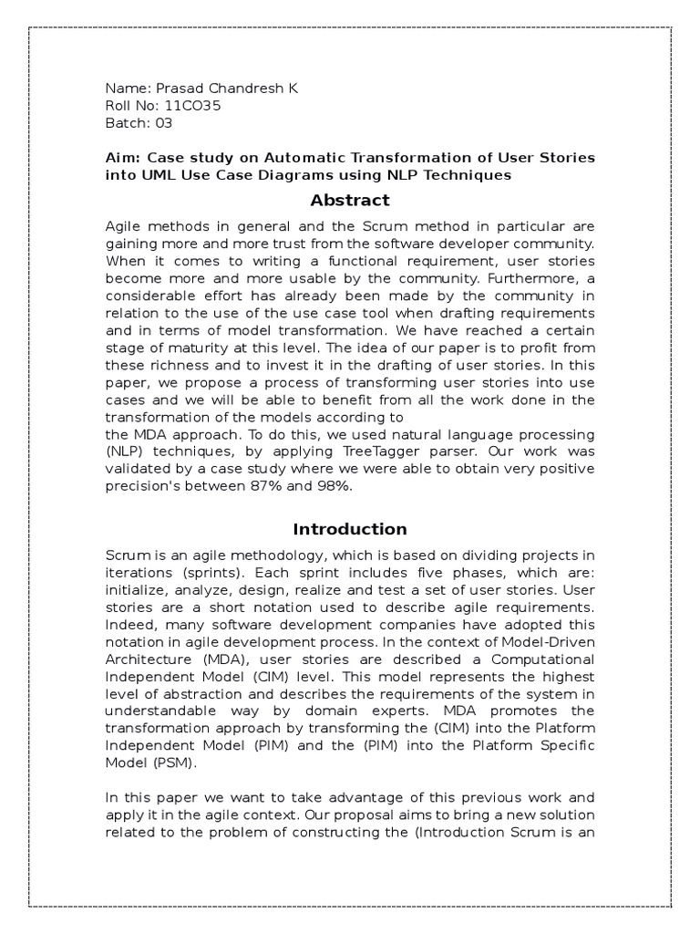 Agile User Stories to UML Diagrams | PDF | Use Case | Agile Software ...