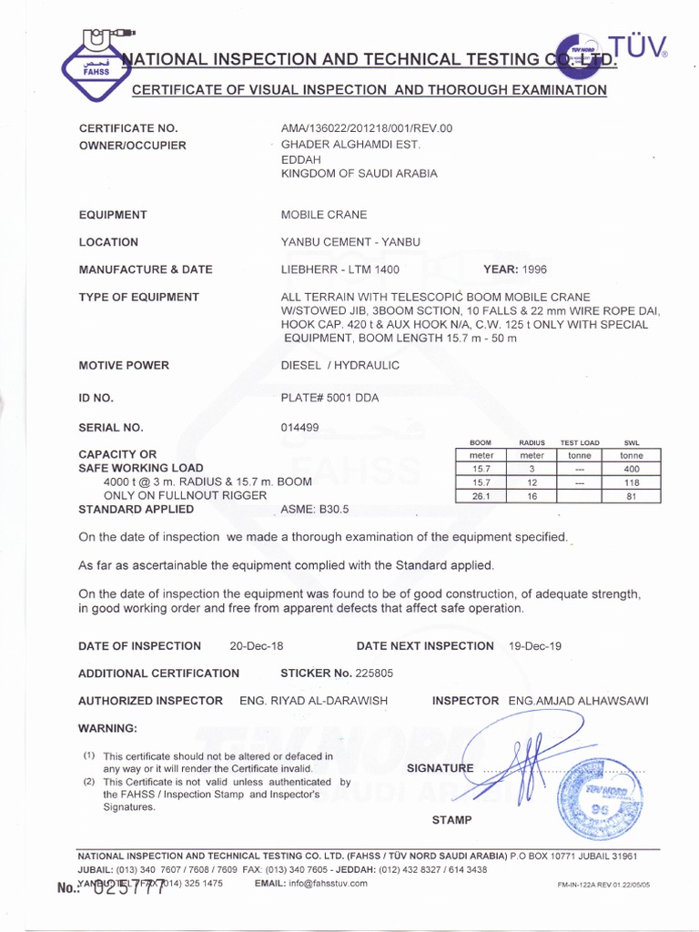 TUV 400 Ton Crane PDF | PDF | Crane (Machine)