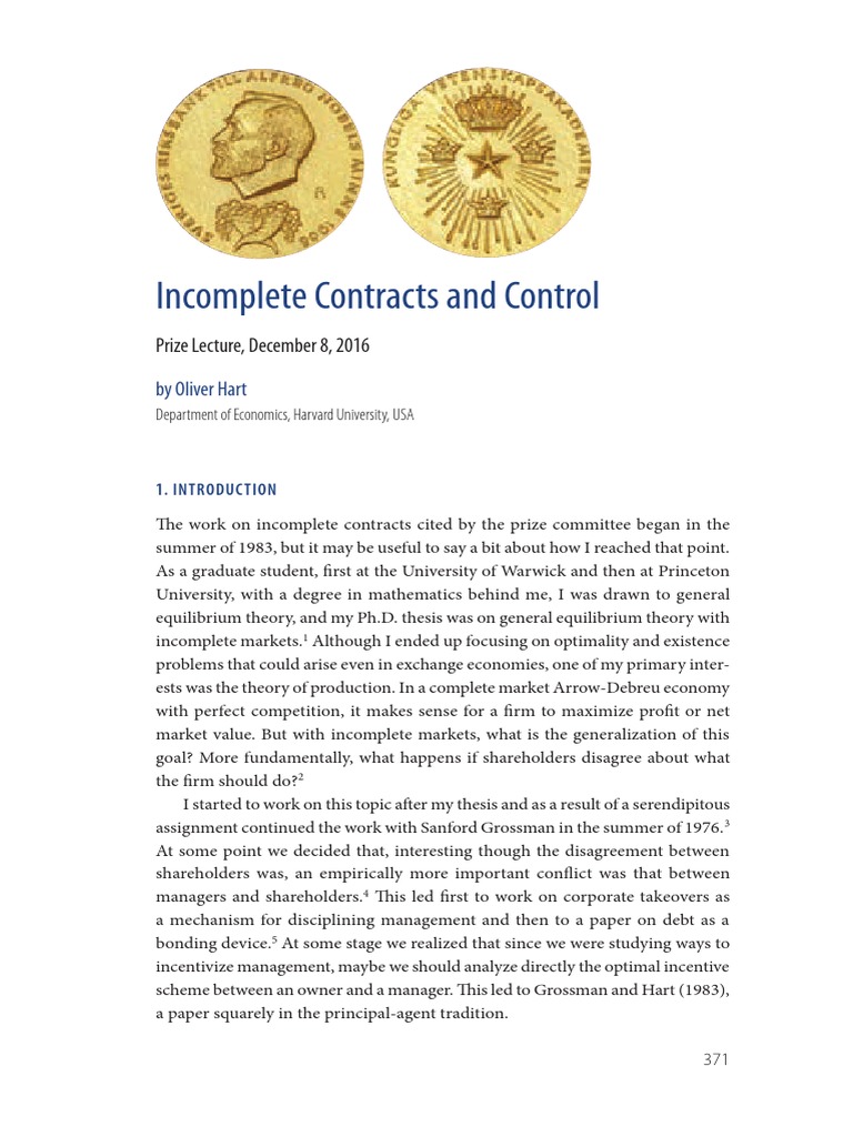 Incomplete Contracts and Control | PDF | Venture Capital | Corporate ...