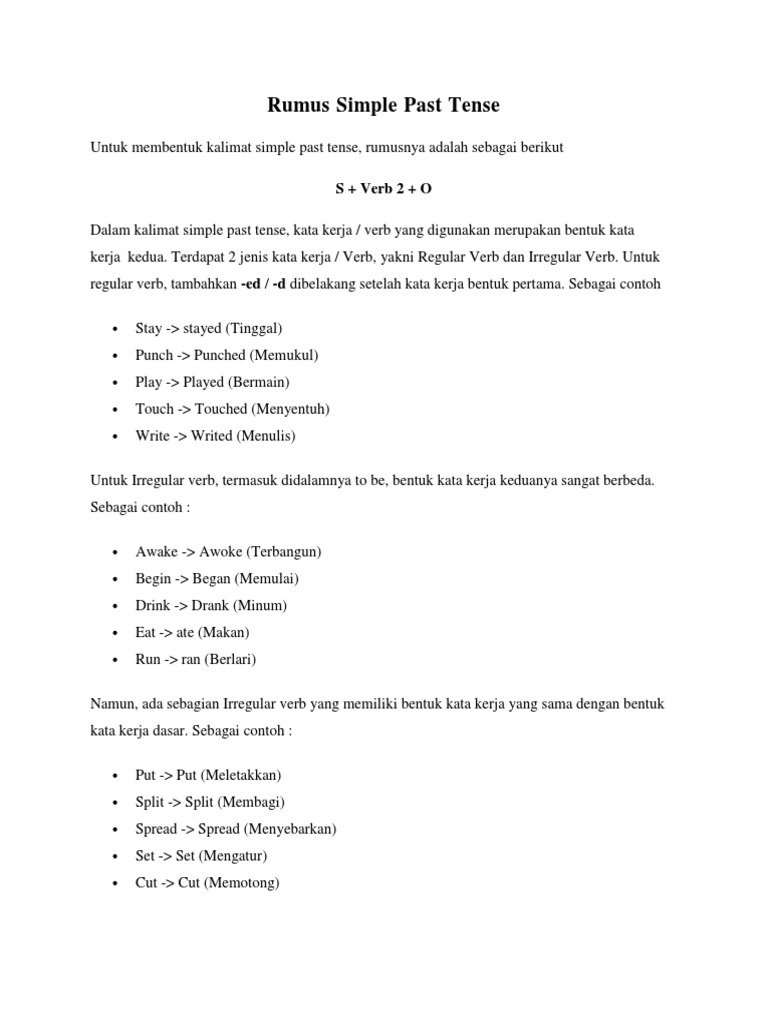 Rumus Simple Past Tense | PDF