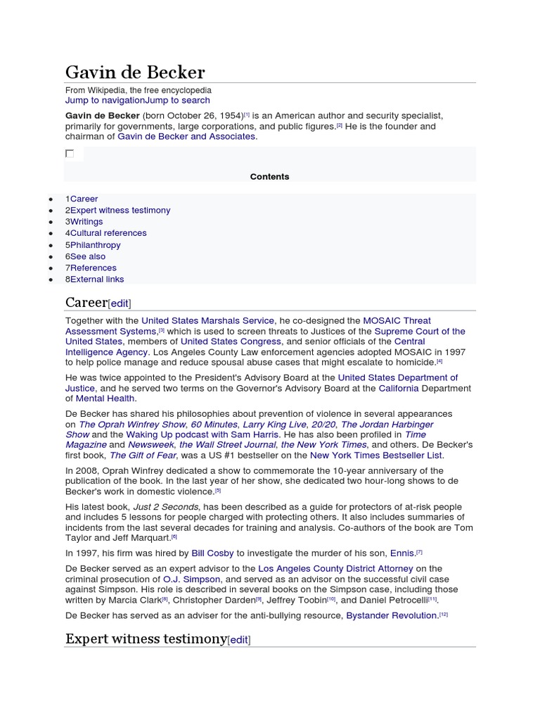 Gavin de Becker: American Security Specialist and Author Known for His ...