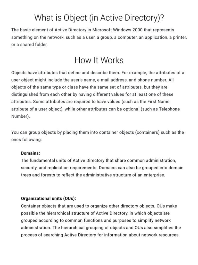 03 - Object in Active Directory PDF | PDF | Active Directory ...