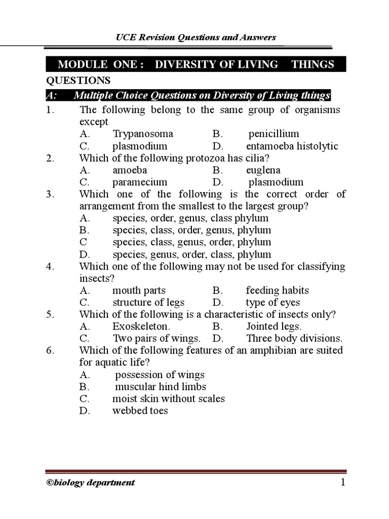 Uce Revision Questions and Answers | PDF | Leaf | Flowers