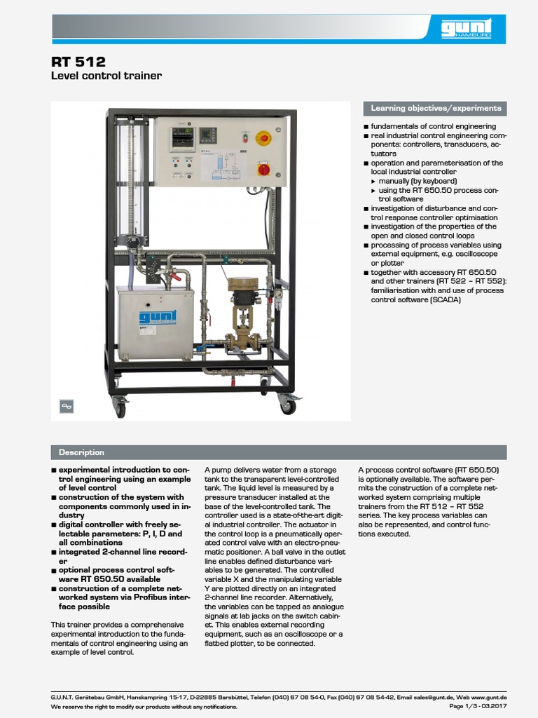 RT 512 Level Control Trainer Gunt 1178 PDF 1 en GB | Download Free PDF ...