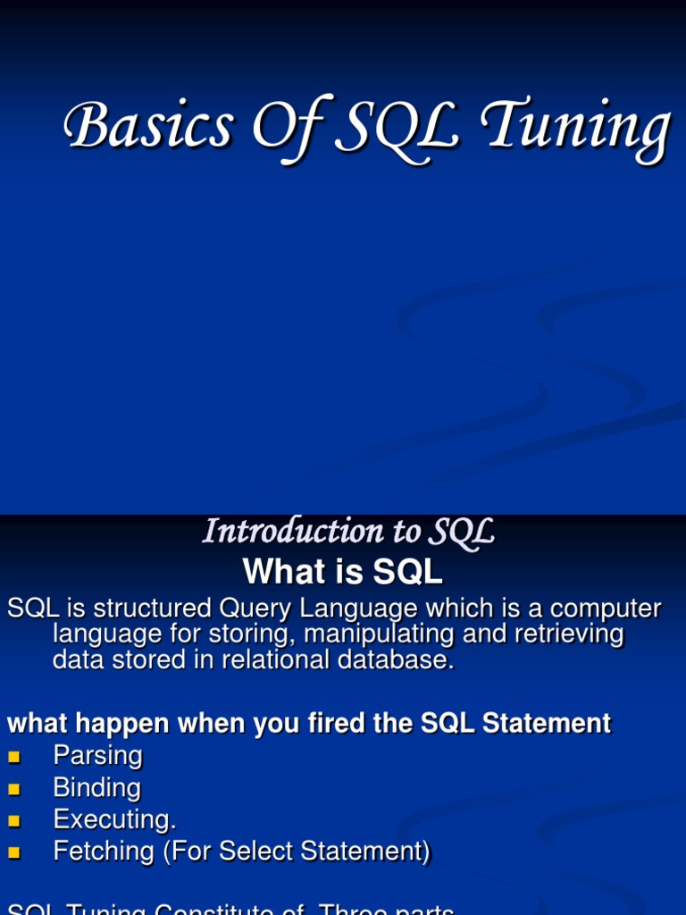 Basics of SQL Tuning | PDF | Database Index | Sql