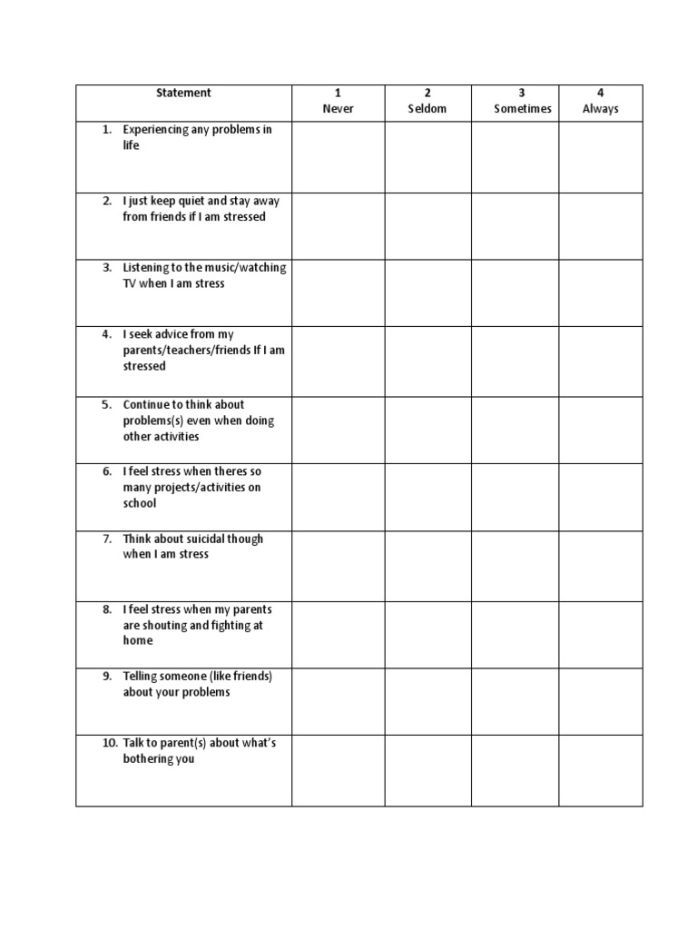 Questionnaire | PDF | Self-Improvement | Wellness