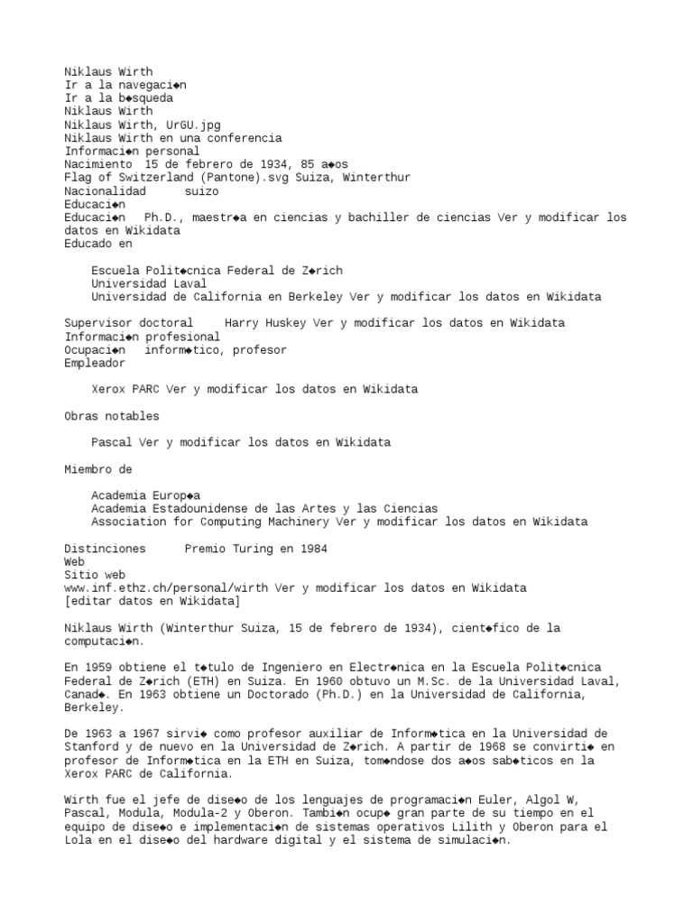 Niklaus Wirth | PDF | Ciencias de la Computación | Informática