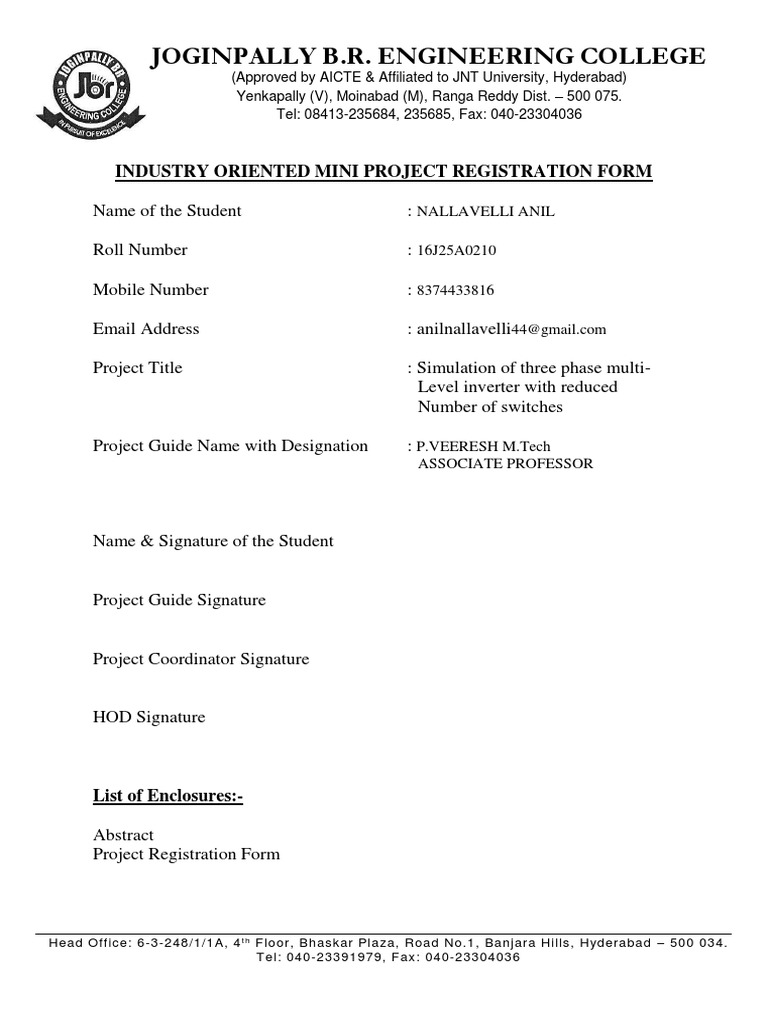 Joginpally B.R. Engineering College: Industry Oriented Mini Project ...