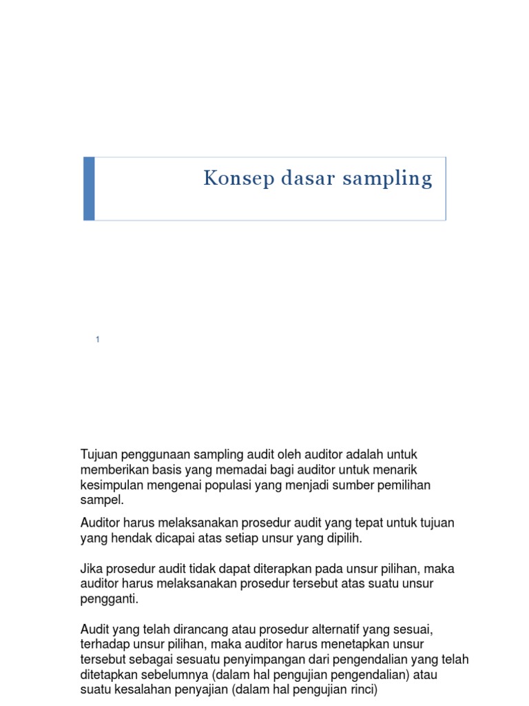 Topik 11. Audit Sampling Dan Konsep Sampling | PDF