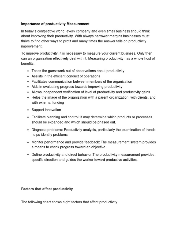 Importance of Productivity Measurement | PDF | Automation | Employment