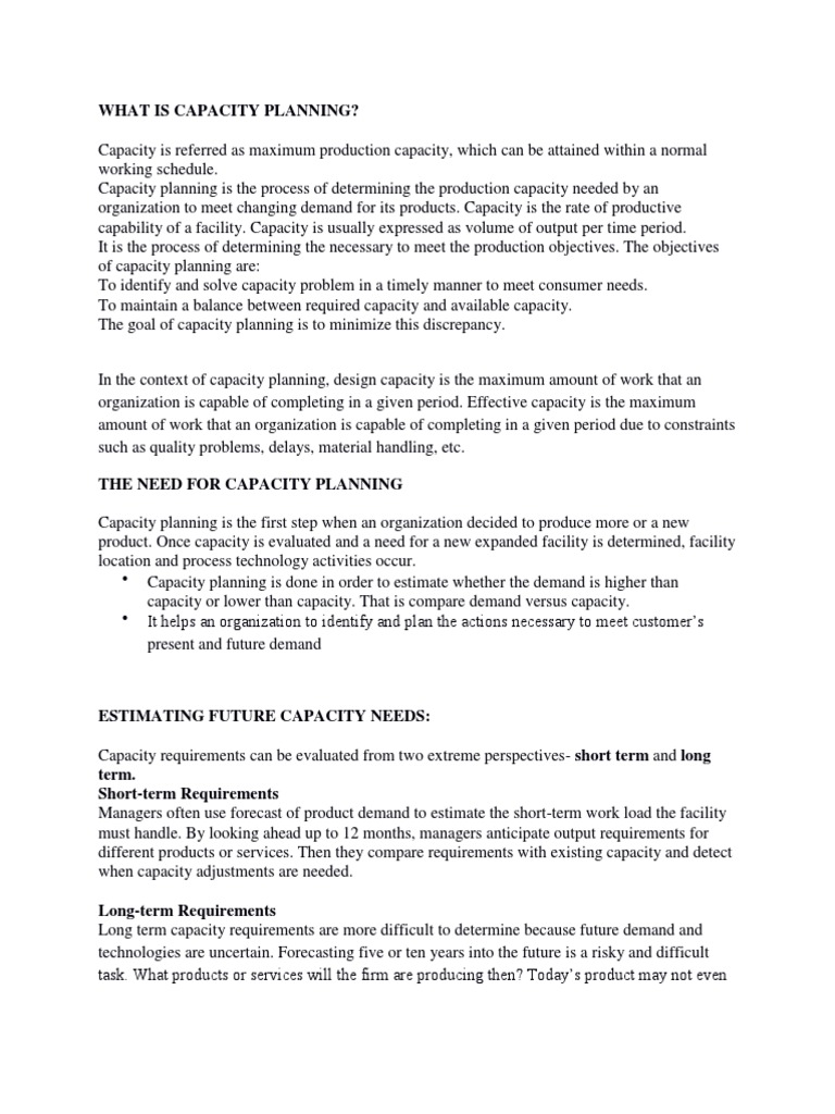 What Is Capacity Planning | PDF | Planning | Economies
