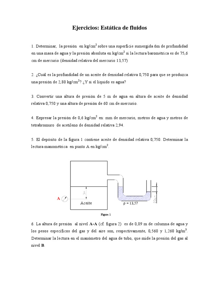 Tema-2 Ejer Estatica de Fluidos | PDF | Presión | Densidad