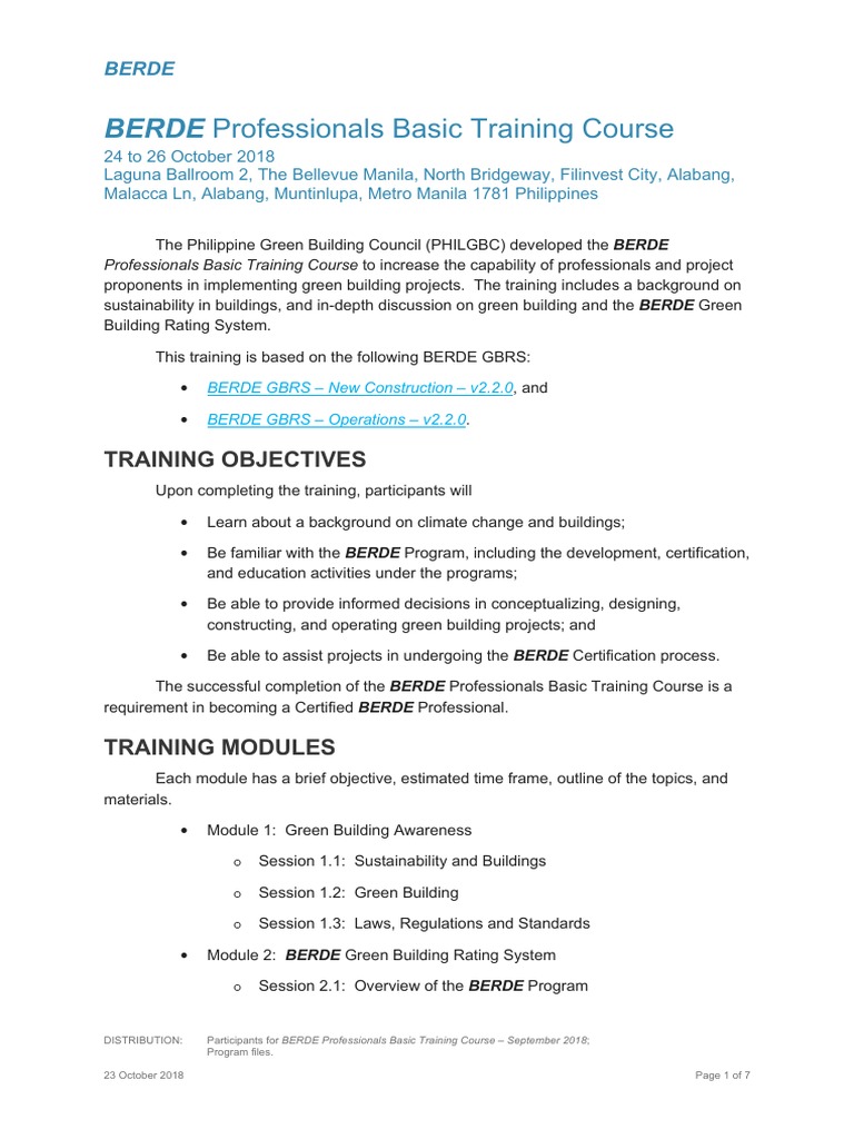BERDE Training for Green Pros | PDF | Green Building | Natural Environment