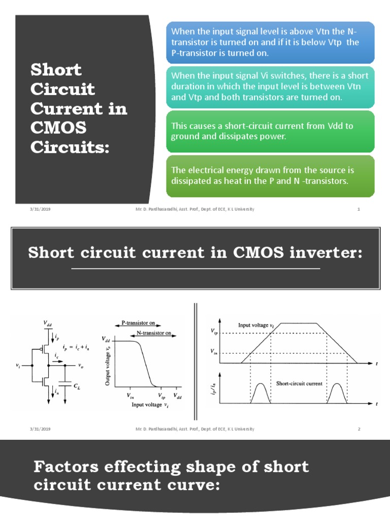 Short Circuit Current in Cmos Circuits:: 3/31/2019 Mr. D. Pardhasaradhi ...