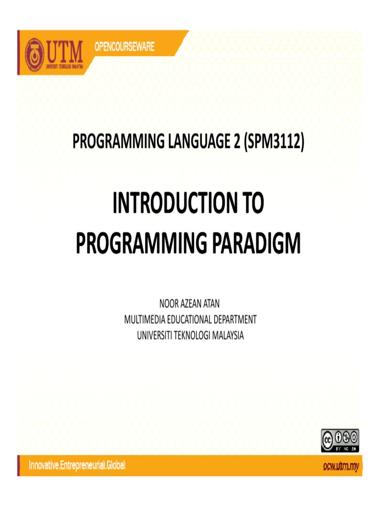 Introduction To To Programming Paradigm Programming Paradigm Pdf Object Oriented Programming