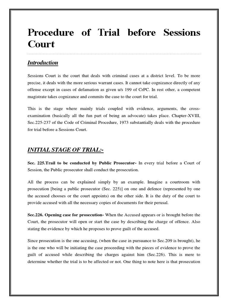 Procedure of Trial Before Sessions Court | PDF | Prosecutor | Witness