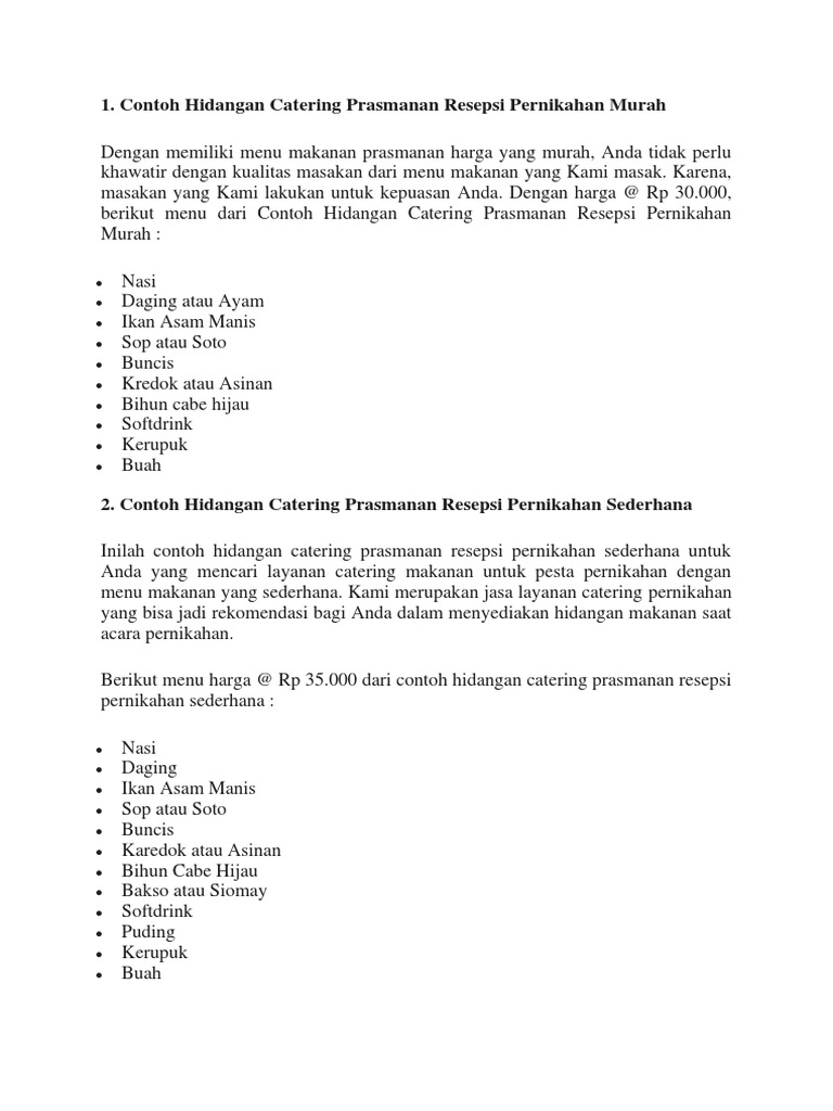 Sample Menu Nikahan | PDF