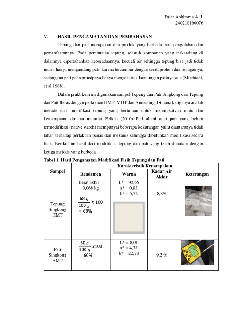 Modifikasi Tepung dan Pati: HMT, MHT, Annealing | PDF