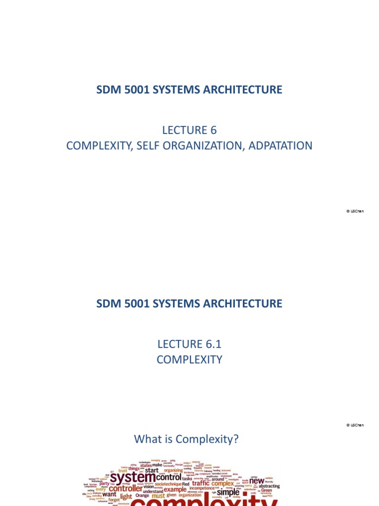 SDM 5001 Systems Architecture: Complexity, Self Organization, Adpatation | PDF | Self ...