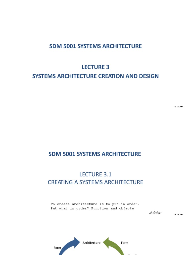 SDM 5001 Systems Architecture: © Lgchan | PDF | System | Systems Engineering