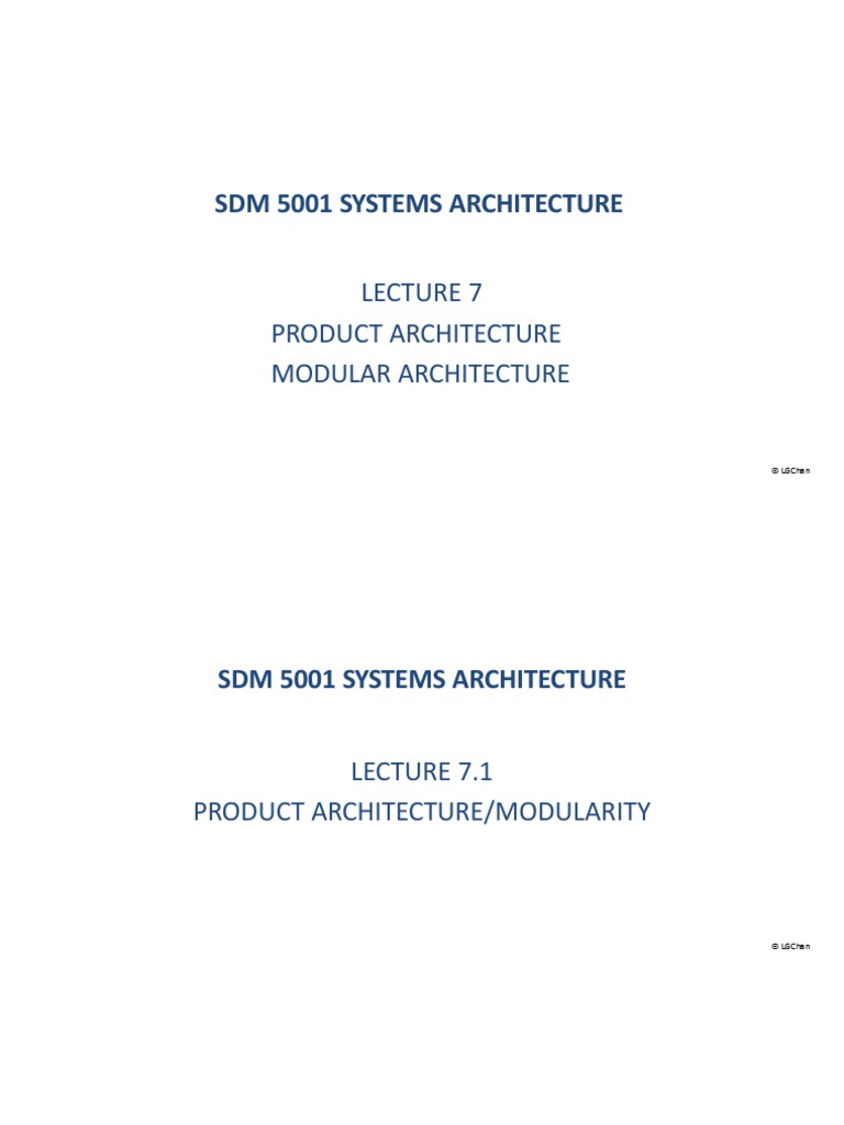 SDM 5001 Systems Architecture: Product Architecture Modular Architecture | PDF | Modular ...