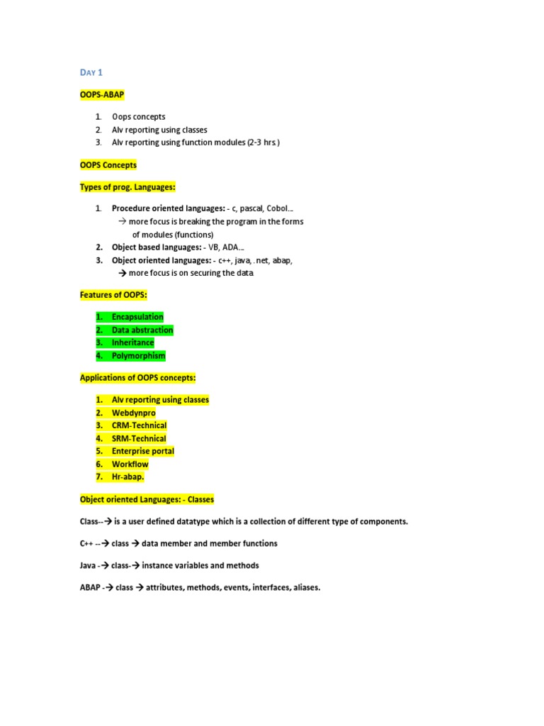 Oops Concepts 2. Alv Reporting Using Classes 3. Alv Reporting Using Function Modules (2-3 HRS ...