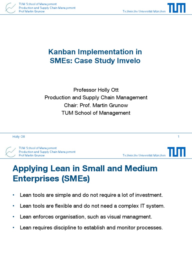 Kanban SMEs Case Study Imvelo | PDF | Supply Chain Management | Business Process Management