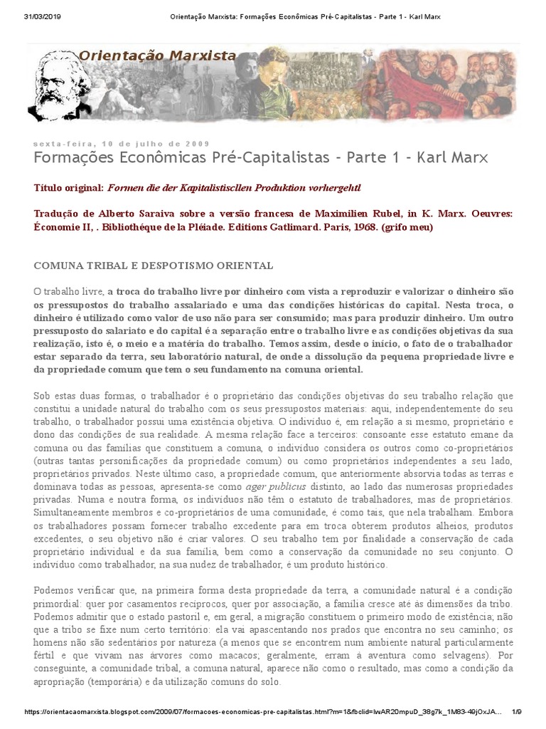 Formações Econômicas Pré-Capitalistas | PDF | Estado | Cidade