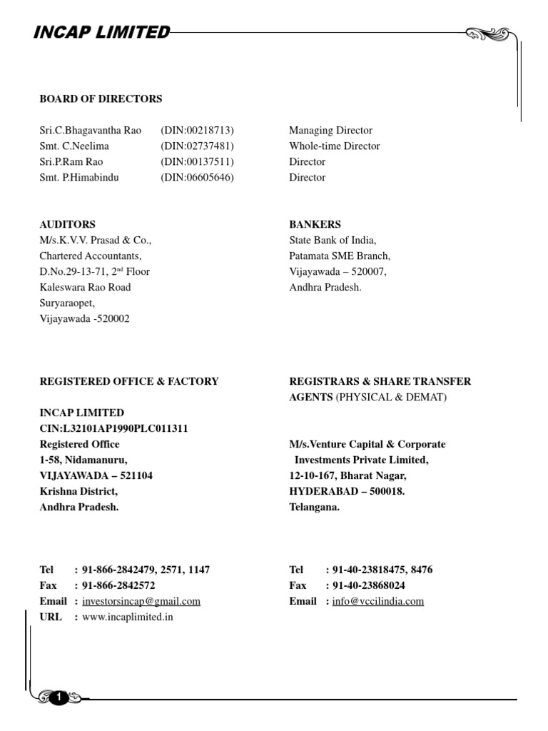 Incap | PDF | Board Of Directors | Internal Audit